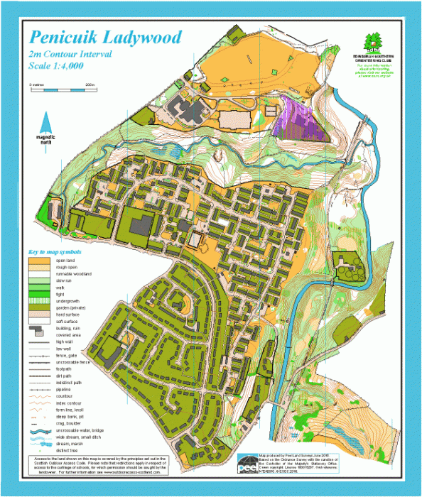 Penicuik Ladywood map - Edinburgh Southern Orienteering Club